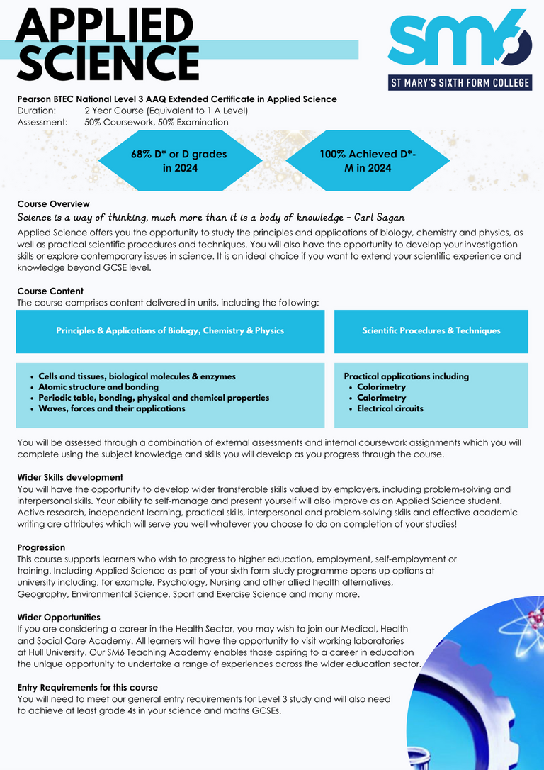 St Mary's College | APPLIED SCIENCE