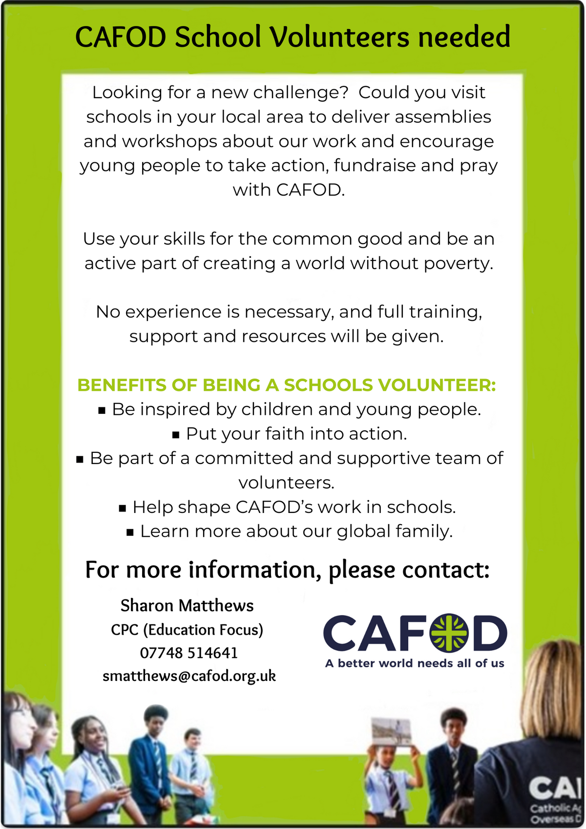 St Mary's College | CAFOD Seeking New School Volunteers